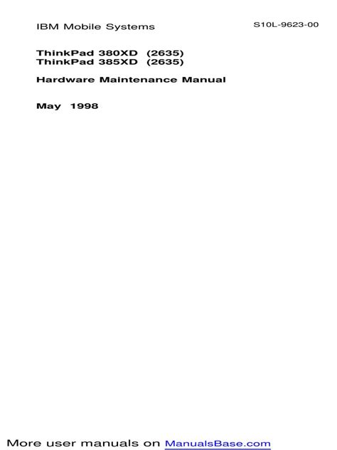 Ibm Laptop Thinkpad 385xd 2635 Pdf Electrostatic Discharge Floppy Disk