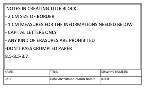 notes in creating title block pdf
