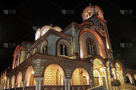 希腊赞提的圣索菲亚大教堂的夜晚。