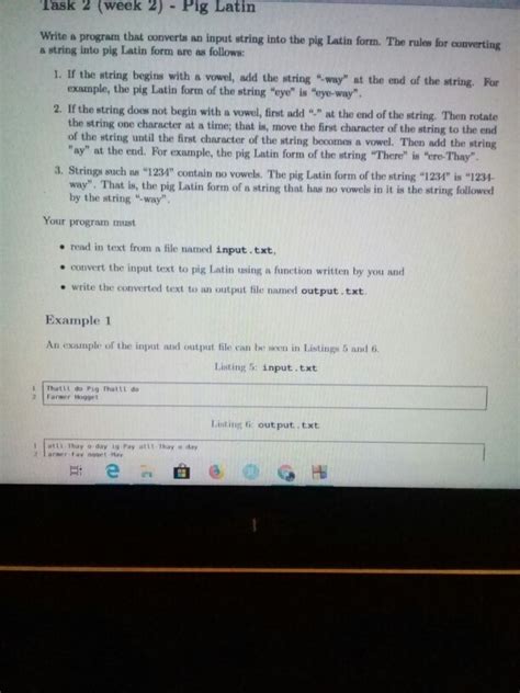 Solved Task Week Pig Latin Write A Program That Chegg