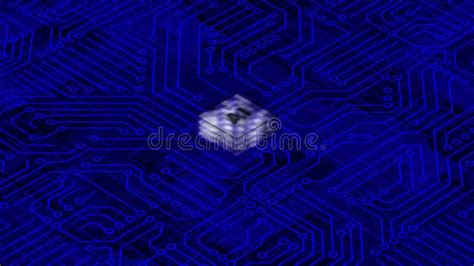 Blue 3d Computer Chip With Connections And Signals Ai Computer Processor Background Stock Video