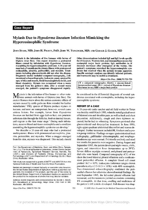 Pdf Myiasis Due To Hypoderma Lineatum Infection Mimicking The