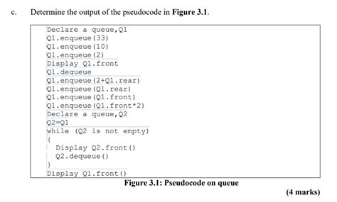 Solved C Determine The Output Of The Pseudocode In Figure