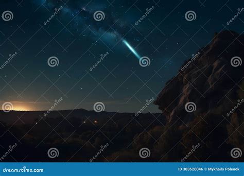 A Comet An Asteroid A Meteorite Falls To The Ground Against A Starry Sky Neural Network Ai