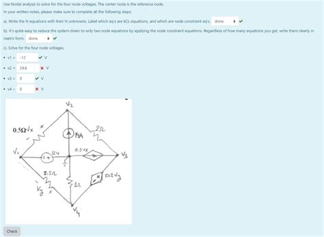 Solved Use Nodal Analysis To Solve For The Four Node Chegg