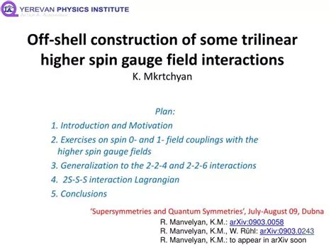 Ppt Off Shell Construction Of Some Trilinear Higher Spin Gauge Field
