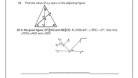 Question 19 Find The Value Of X Y And Z In The Adjoining Figure Below