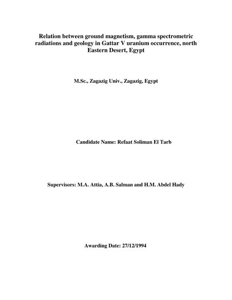 Pdf Relation Between Ground Magnetism Gamma Spectrometric Radiations And Geology In Gattar V