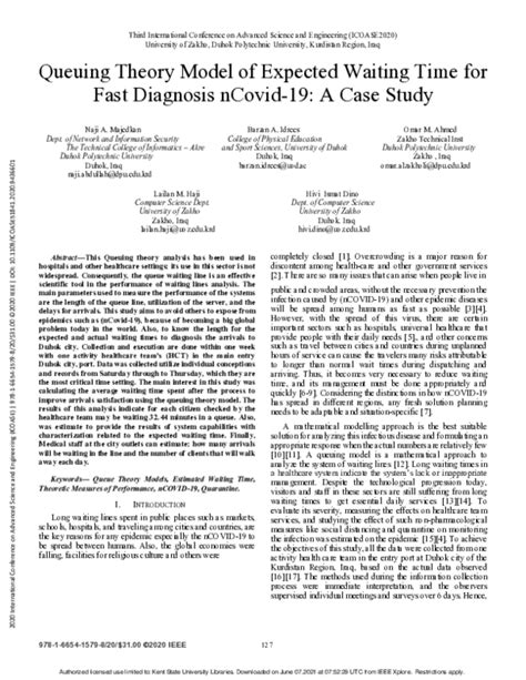 Pdf Queuing Theory Model Of Expected Waiting Time For Fast Diagnosis