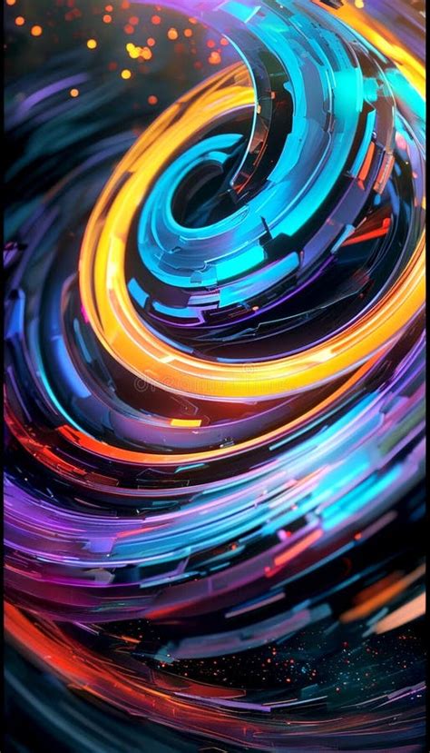 Swirling Vortex Of Vibrant Colors Creating A Mesmerizing Digital Abstract Design Stock