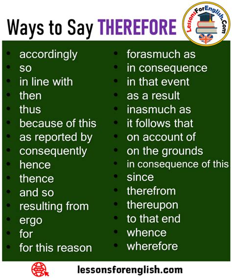30 Ways To Say Therefore In English