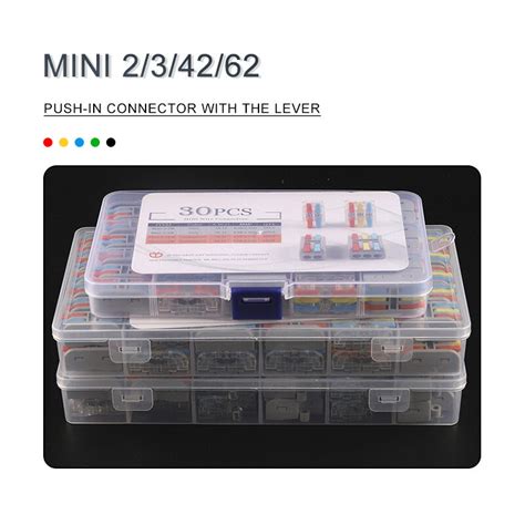 박스형 미니 푸시인 와이어 커넥터 빠른 배선 터미널 블록 범용 소형 전기 분배기 케이블 스플라이싱 커넥터 전기 장비 및 소모품