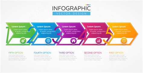 아이콘과 프레젠테이션 배너 워크플로 레이아웃 프로세스 다이어그램 순서도 정보 그래프를 위한 5가지 옵션 또는 단계가 있는 인포