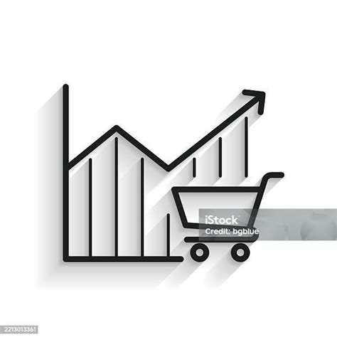장바구니로 성장하는 그래프 흰색 배경에 긴 그림자가 있는 선 아이콘 3차원 형태에 대한 스톡 벡터 아트 및 기타 이미지 3차원 형태 그래프 성장 개념 Istock