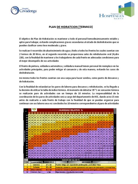Plan De Hidratacion Pdf