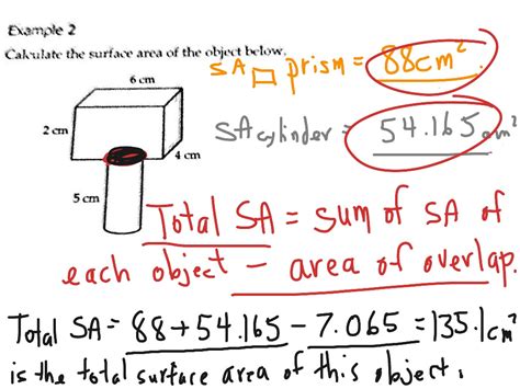 showme surface area of composite figure