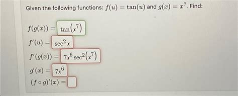 solved given the following functions f u tan u ﻿and