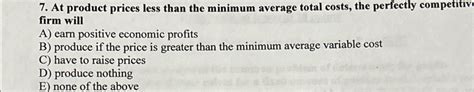 solved at product prices less than the minimum average total