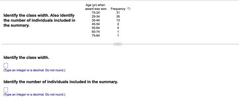 Solved Identify The Class Width Also Identify The Number Of Chegg Com