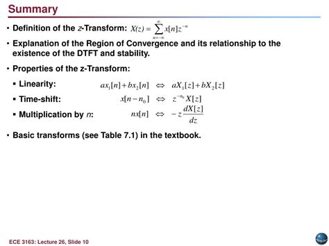 PPT LECTURE THE Z TRANSFORM AND ITS ROC PROPERTIES PowerPoint Presentation ID