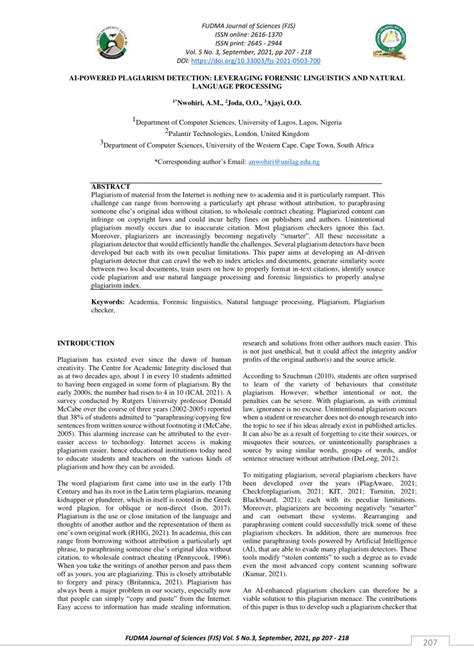 Pdf Ai Powered Plagiarism Detection Leveraging Forensic Linguistics