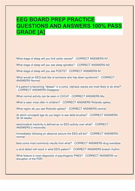 EEG BOARD PREP PRACTICE QUESTIONS AND ANSWERS PASS GRADE A Stuvia US