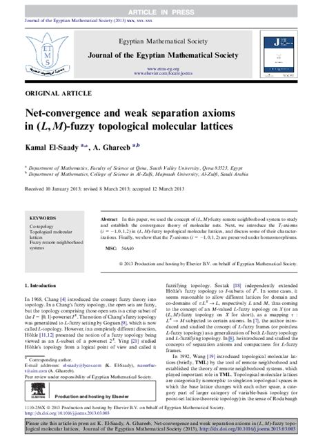 Pdf Net Convergence And Weak Separation Axioms In Lm Fuzzy