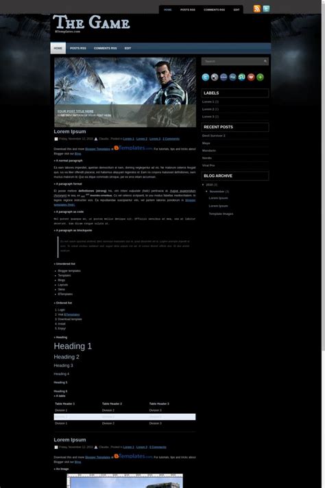 The Game Blogger Template Btemplates