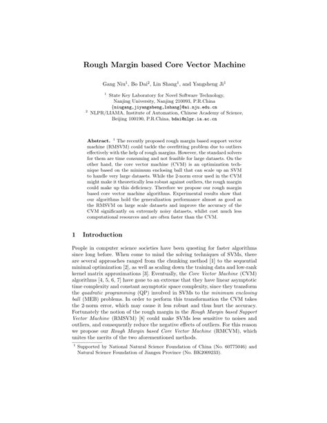 Pdf Rough Margin Based Core Vector Machine