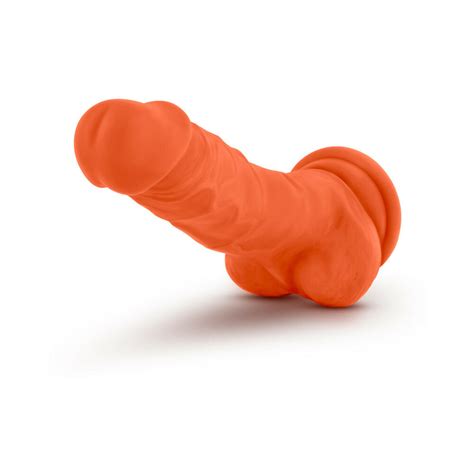 Neo Elite 75in Silicone Dual Density Cock With Balls Neon Orange
