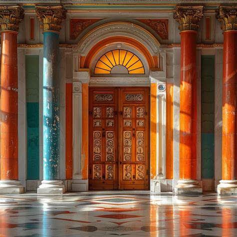 Entrance With Classical Columns Premium Ai Generated Image