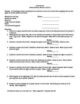 Circuits Lab A Lab Activity On Series And Parallel Circuits By Ray Byle