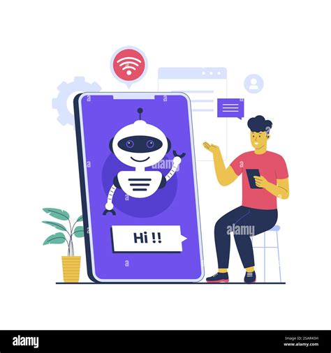 Concept Illustration Of Chatbot Technology Flat Vector Illustration Isolated On White