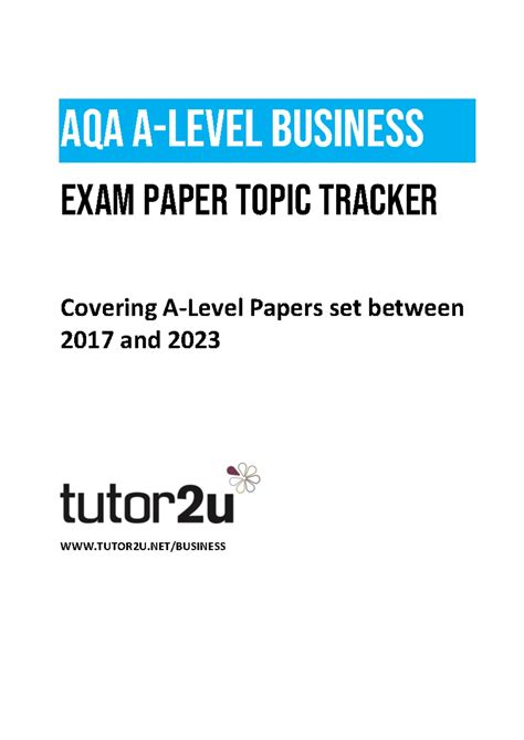 Aqa A Level Business Exam Topic Tracker Master 2023 Aqa A Level