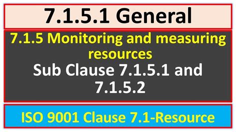 Iso 9001 Clause 7 1 5 Monitoring And Measuring Resources Sub Clause 7 1 5 1 General Resource