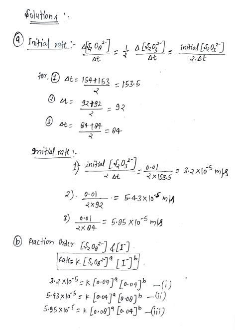 [solved] 1 A Calculate The Initial Reaction Rates For Experiments 1