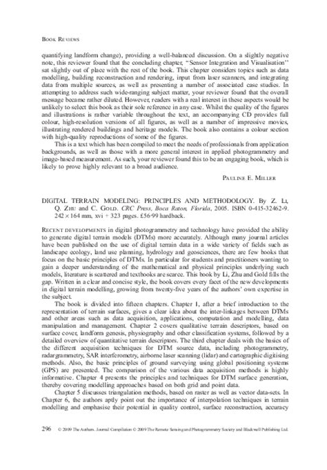 Pdf Digital Terrain Modeling Principles And Methodology