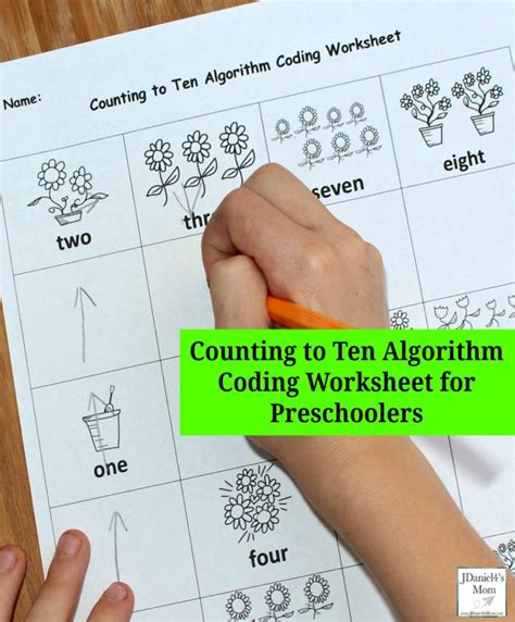 Counting To Ten Algorithm Coding Worksheet For Preschoolers