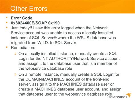 Common Wsus Errors Codes Decoded And Resolved Ppt