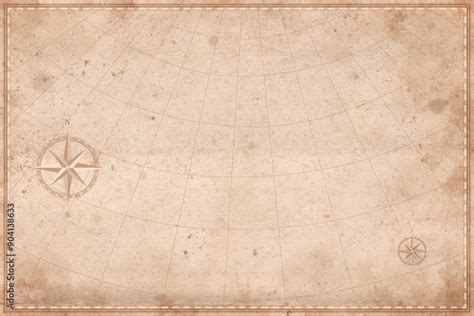 Vintage Old Map Empty Background Blank Treasure Map On Old Paper Texture Backdrop Stock