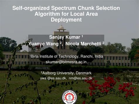 Ppt Self Organized Spectrum Chunk Selection Algorithm For Local Area