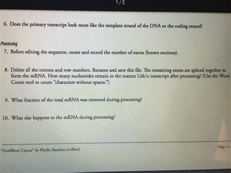 Solved 1 2 6 Does The Primary Transcript Look More Like The