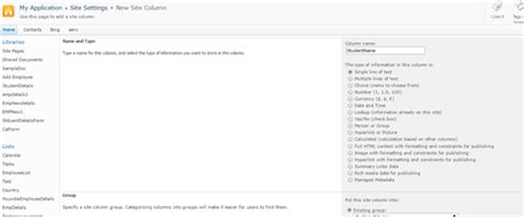 create site columns content types bind content type to list in share