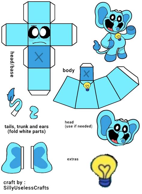 Bubba Bubbaphant Paper Craft Poppy Playtime Smiling Critters Paper Doll Template Paper