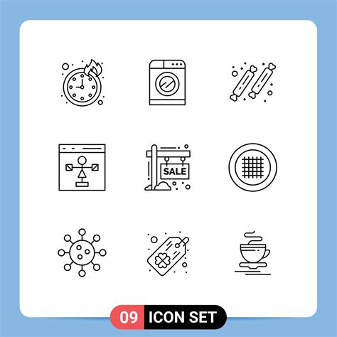Modern Set Of 9 Outlines Pictograph Of Board Flowchart Food Development Coding Editable Vector