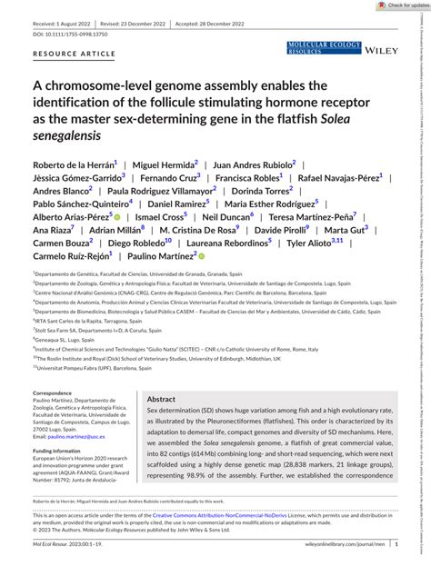 Pdf A Chromosome Level Genome Assembly Enables The Identification Of The Follicule Stimulating