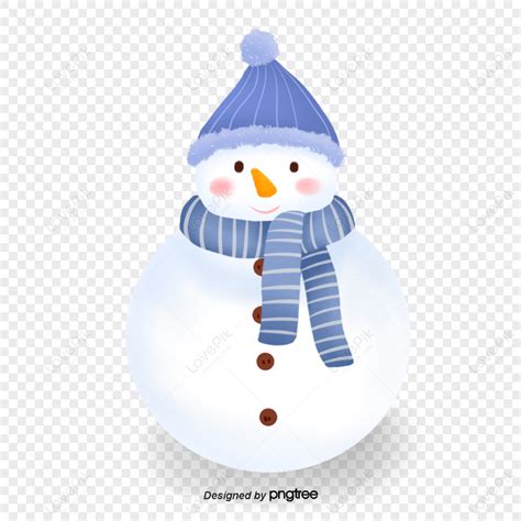 파란색 모자 목도리 눈사람 일러스트아이휴일만화 Png 일러스트 무료 다운로드 Lovepik