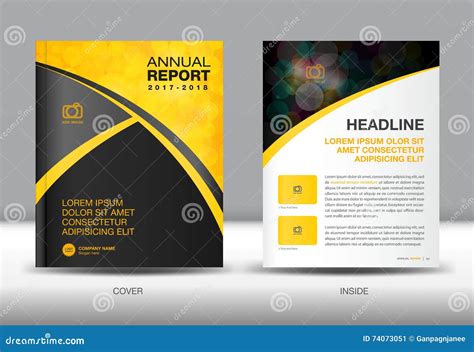 Yellow And Black Annual Report Template Cover Design Stock Vector