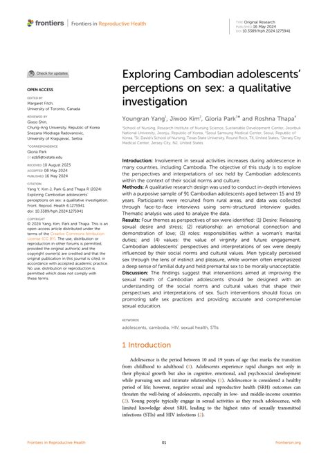 Pdf Exploring Cambodian Adolescents Perceptions On Sex A Qualitative Investigation