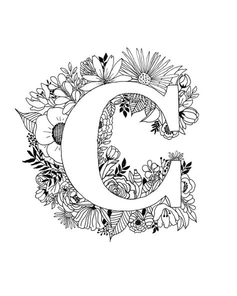 Letter C Monogram Printable Monogram Print Nursery Monogram 8x10 Inches